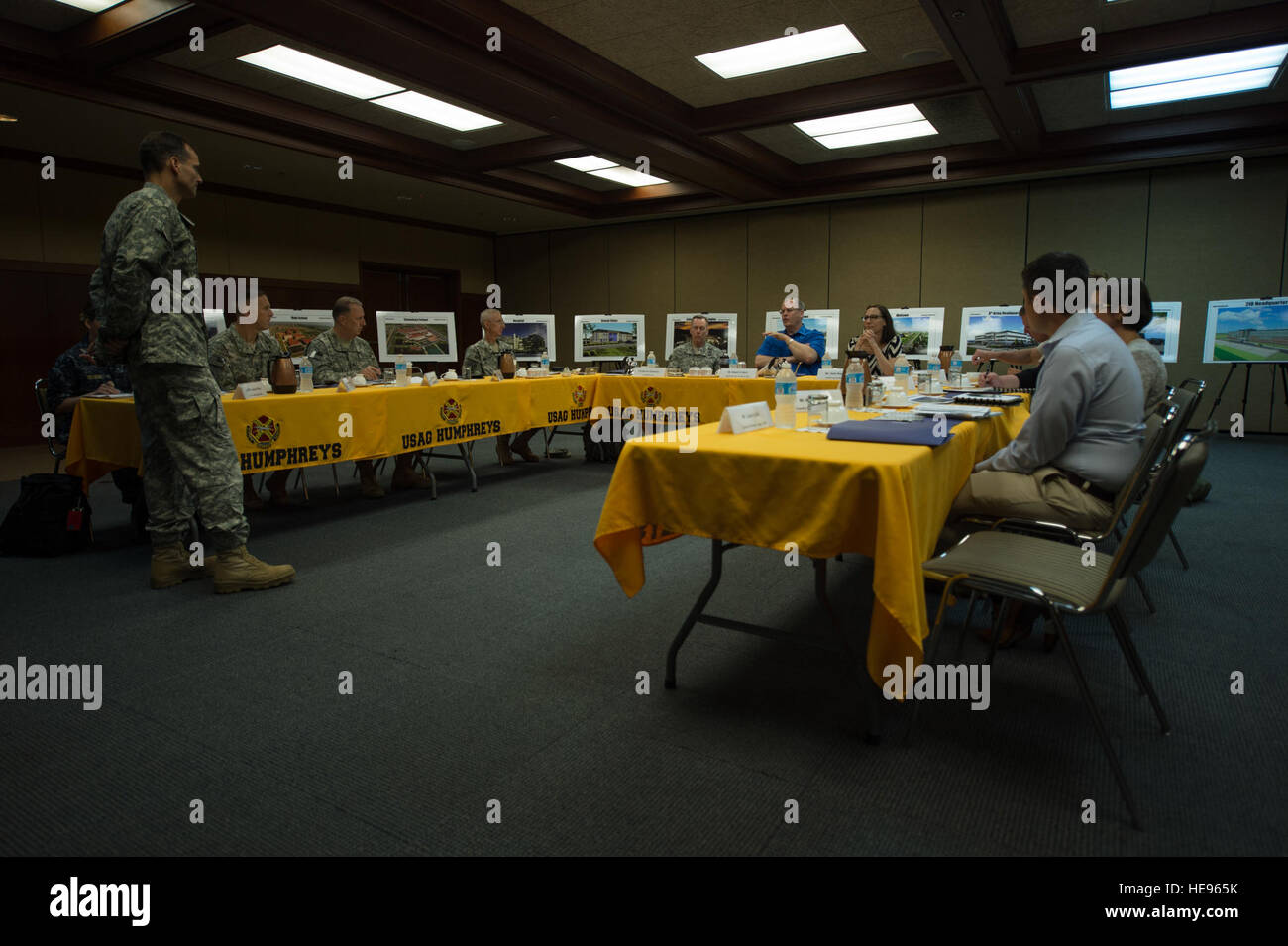 Deputy Secretary of Defense Bob Work listens to a transformation brief ...