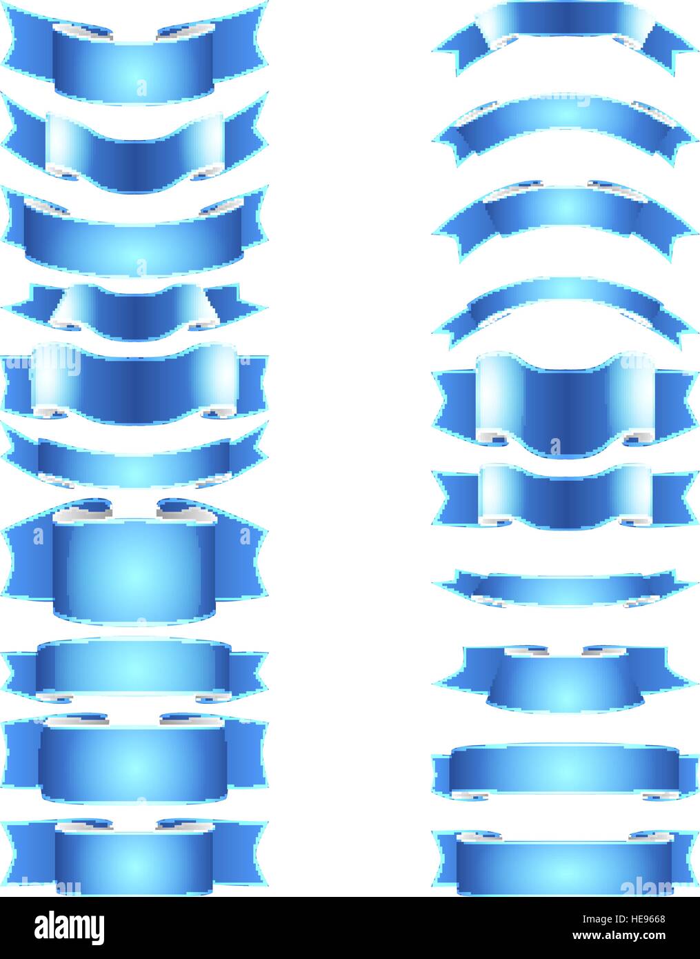 isolated vector colored satin ribbons set - blue Stock Vector Image ...