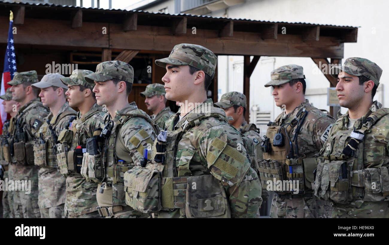 A multiservice formation of special operators stands at parade rest ...