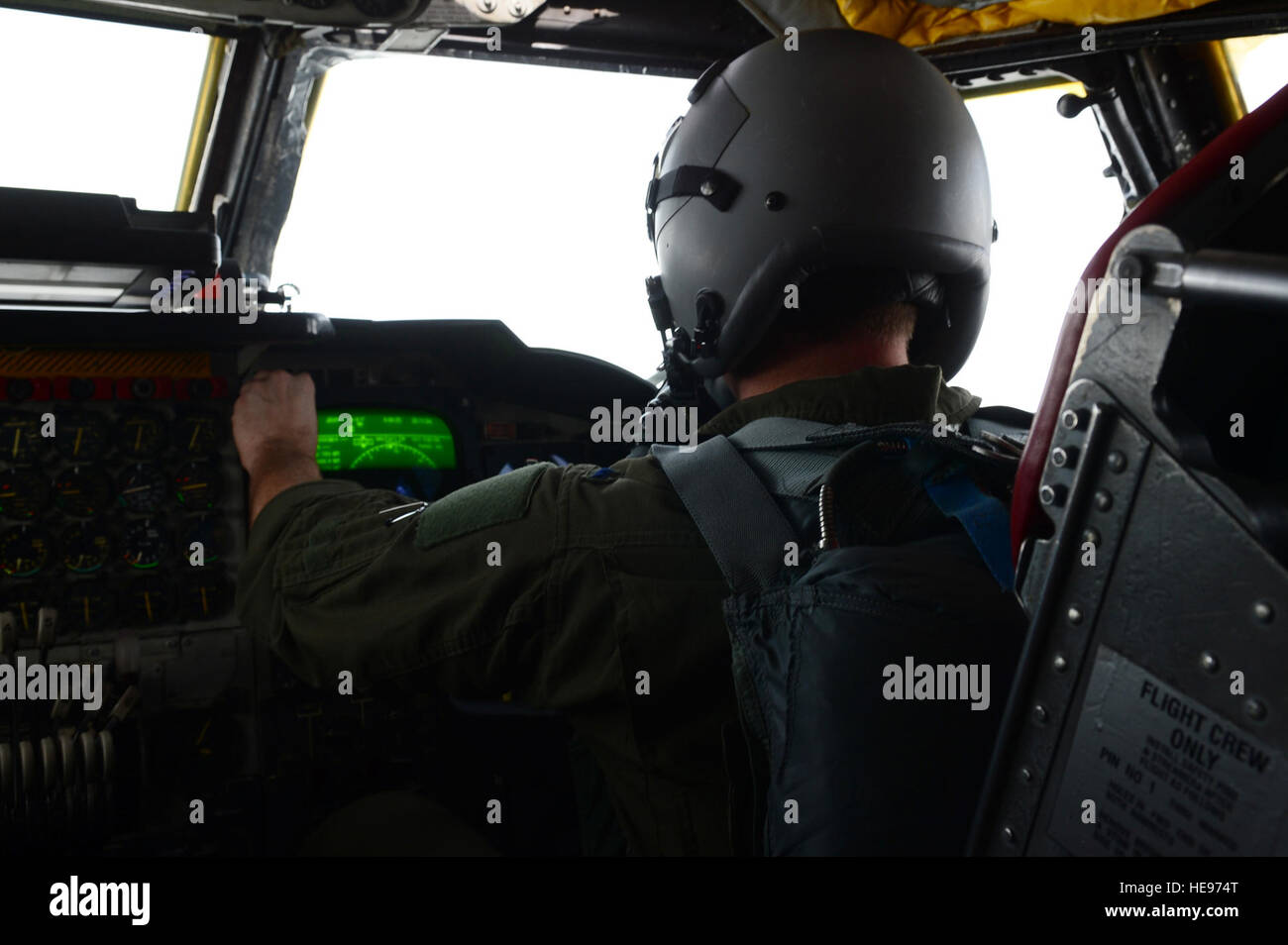 A B-52H Stratofortress copilot from the 96th Bomb Squadron conducts in ...