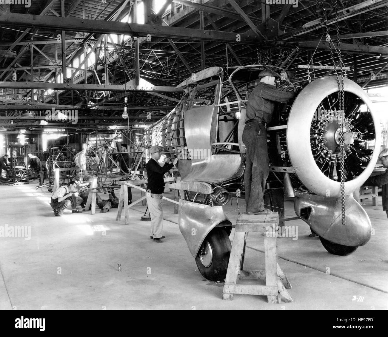 Beech YC-43 assembly line, probably Model 17R. This civilian type was ...