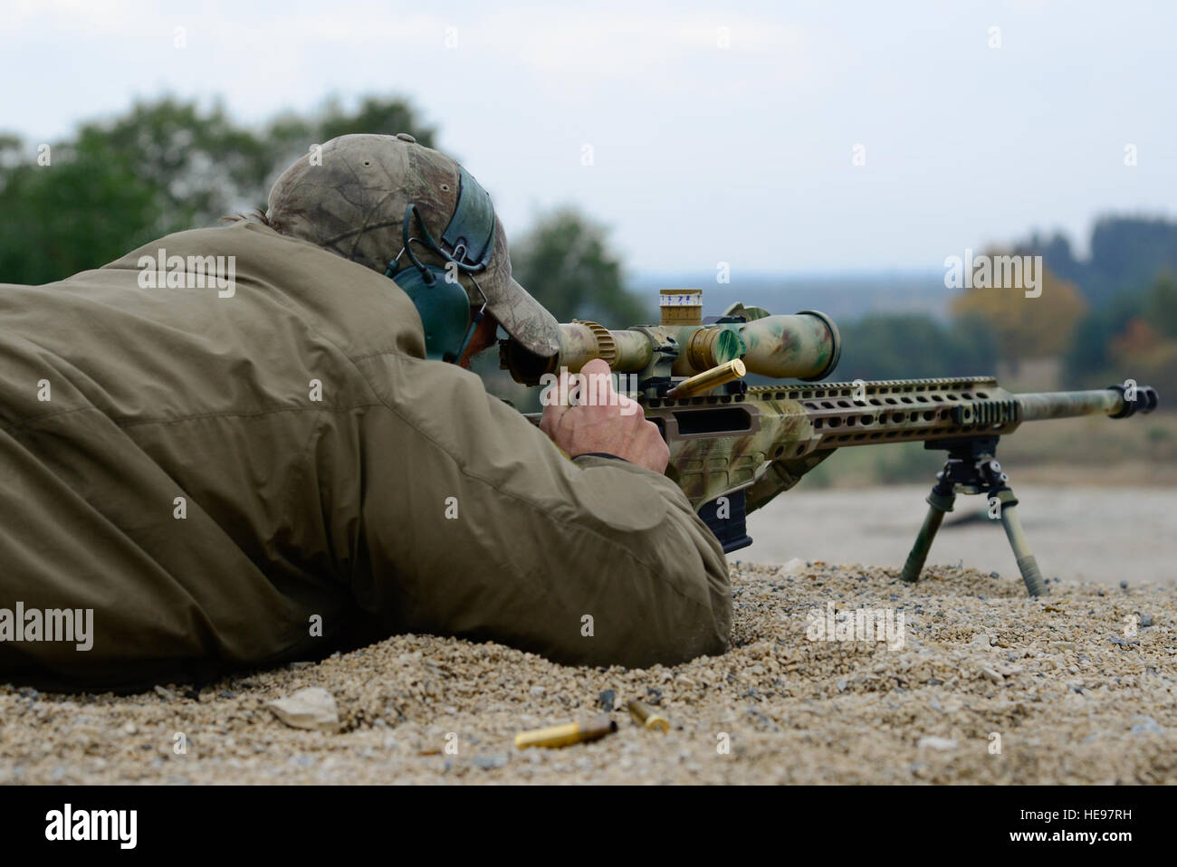 A Norwegian soldier fires his weapon during the European Best Sniper ...