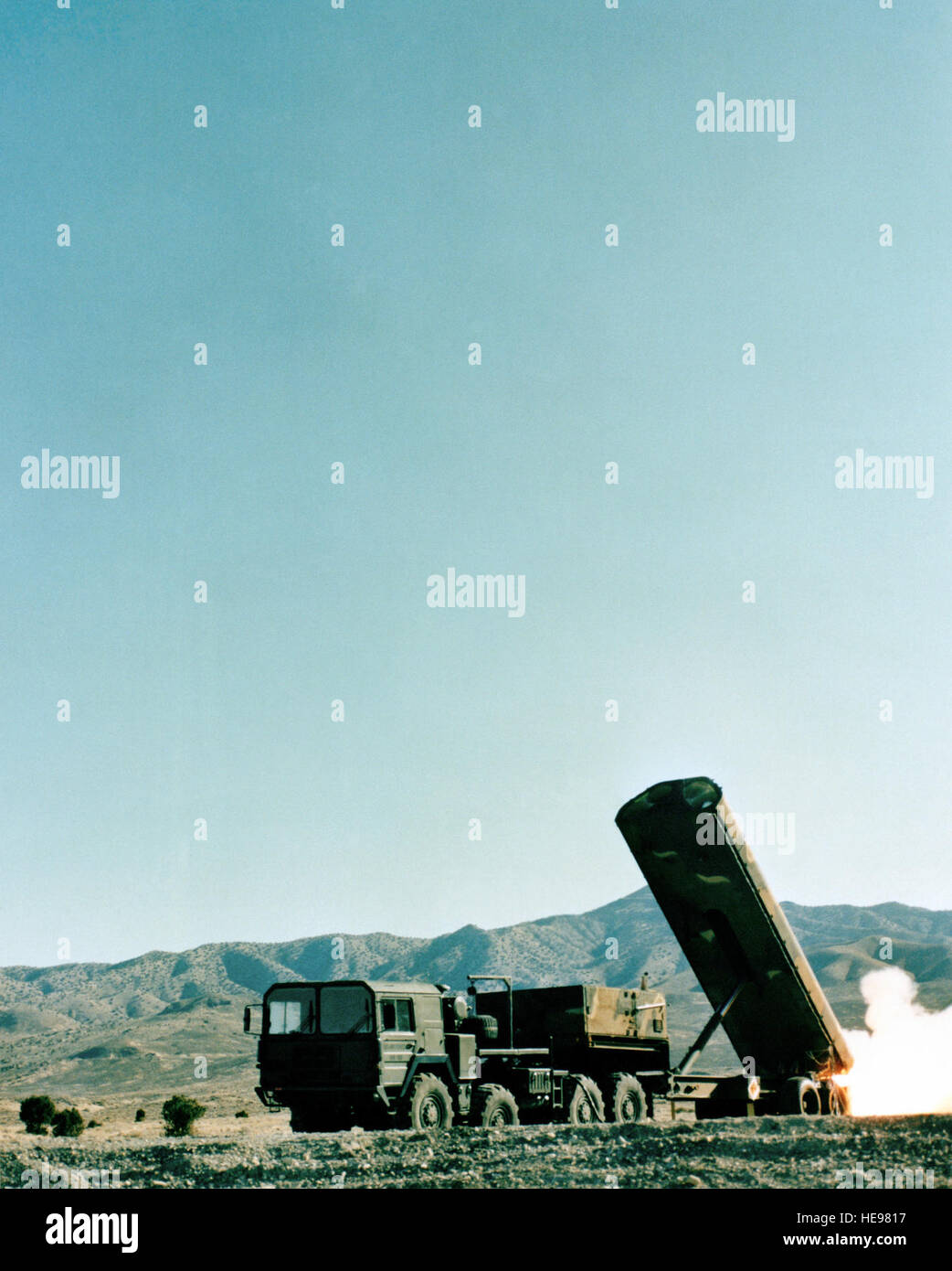 A Transporter-Erector-Launcher (TEL) prior to test firing a ground ...