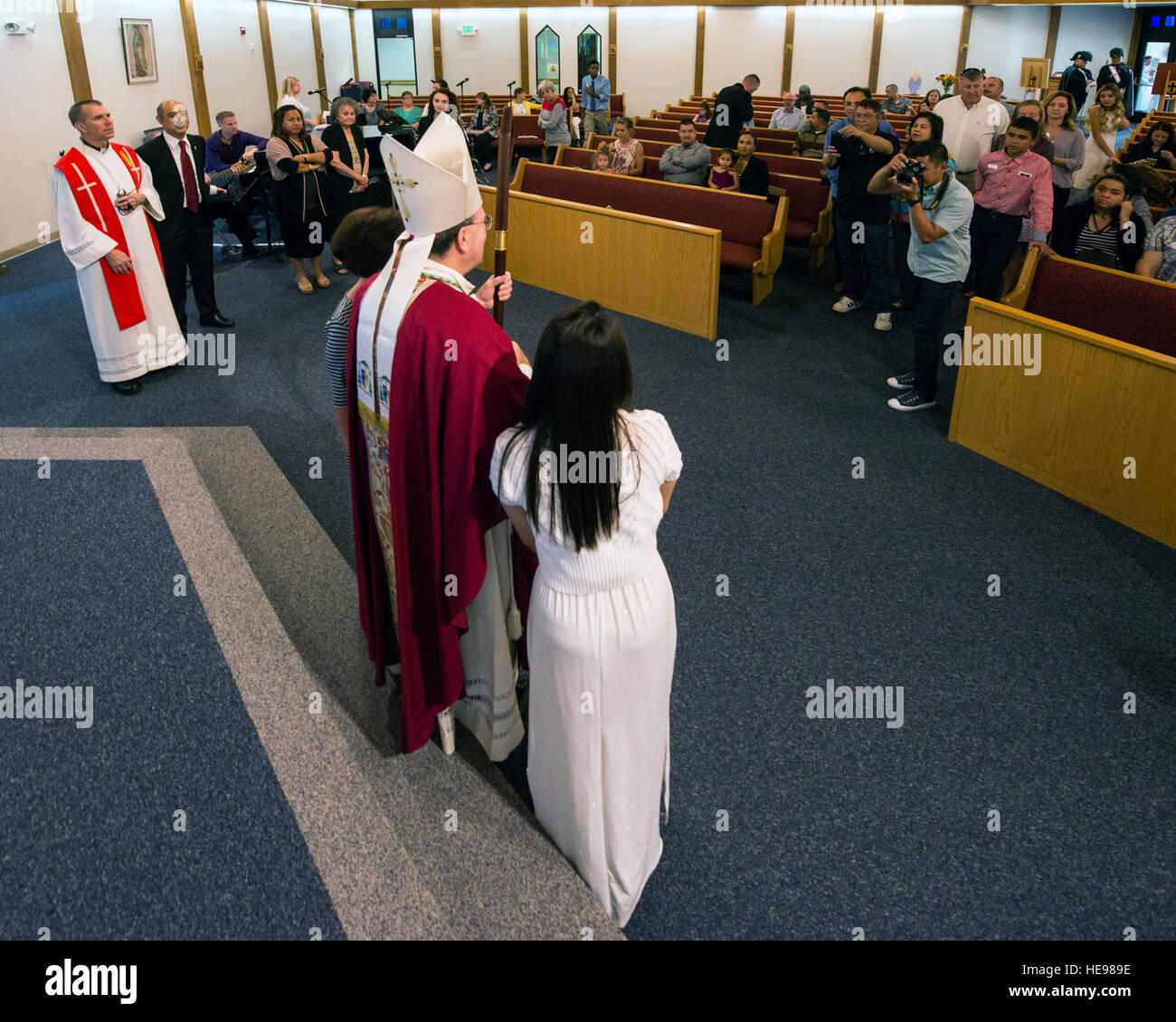 A Catholic Confirmation Mass is held at Twin Peaks Chapel, Travis Air ...