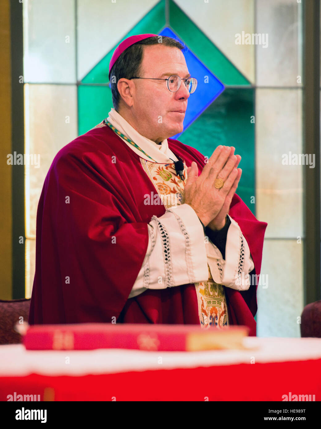 Bishop Neal Buckon conducts prayer during the Catholic Confirmation ...