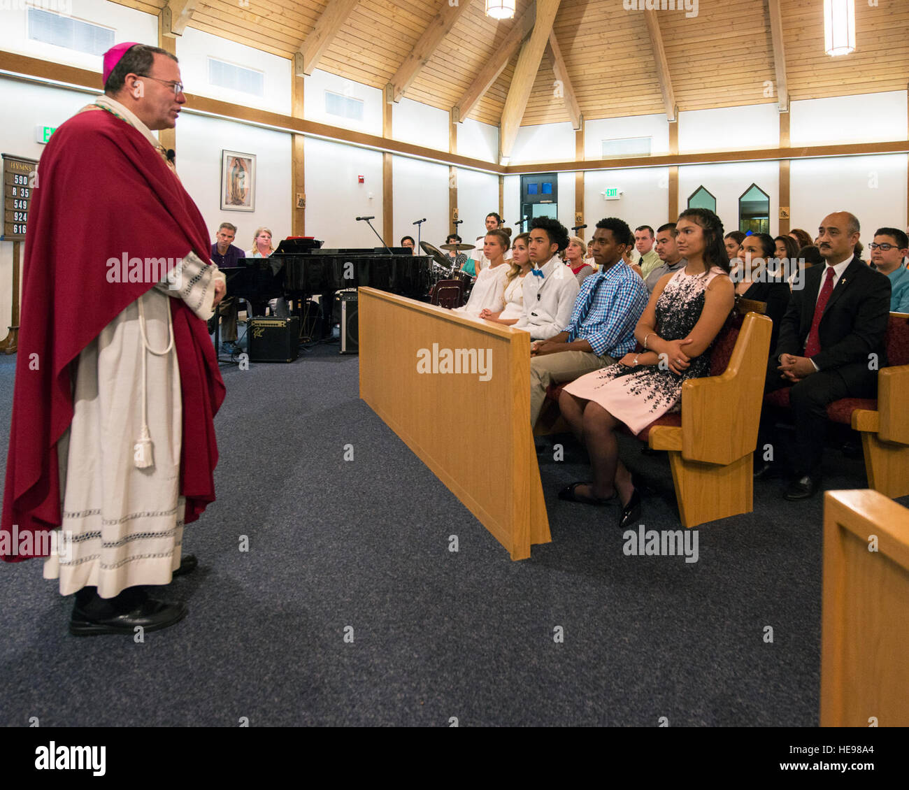 Bishop Neal Buckon provides the sermon during the Catholic Confirmation ...