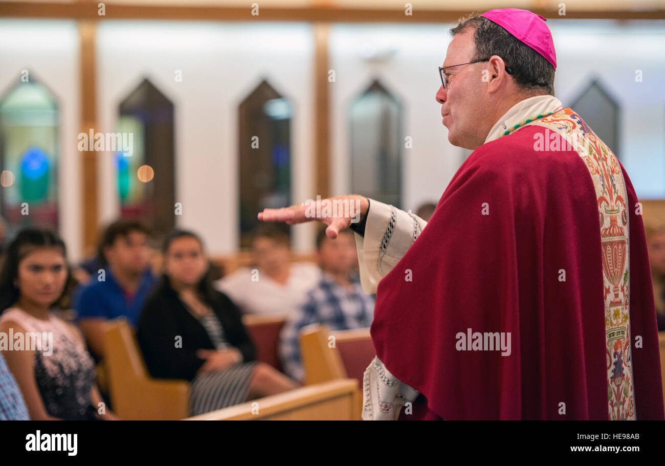 Bishop Neal Buckon provides the sermon during the Catholic Confirmation ...