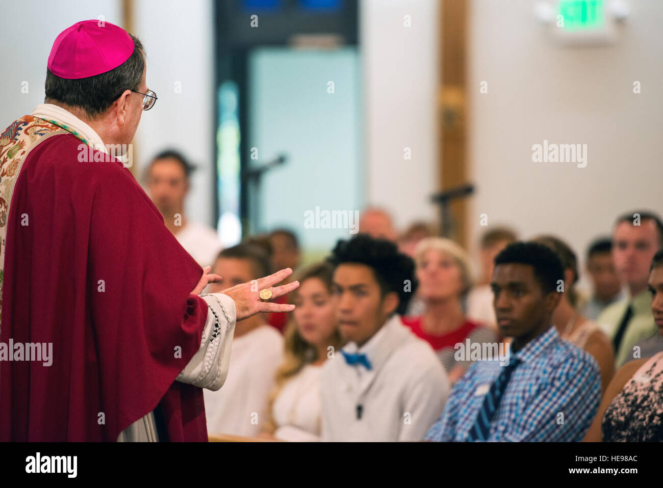 Bishop Neal Buckon provides the sermon during the Catholic Confirmation ...