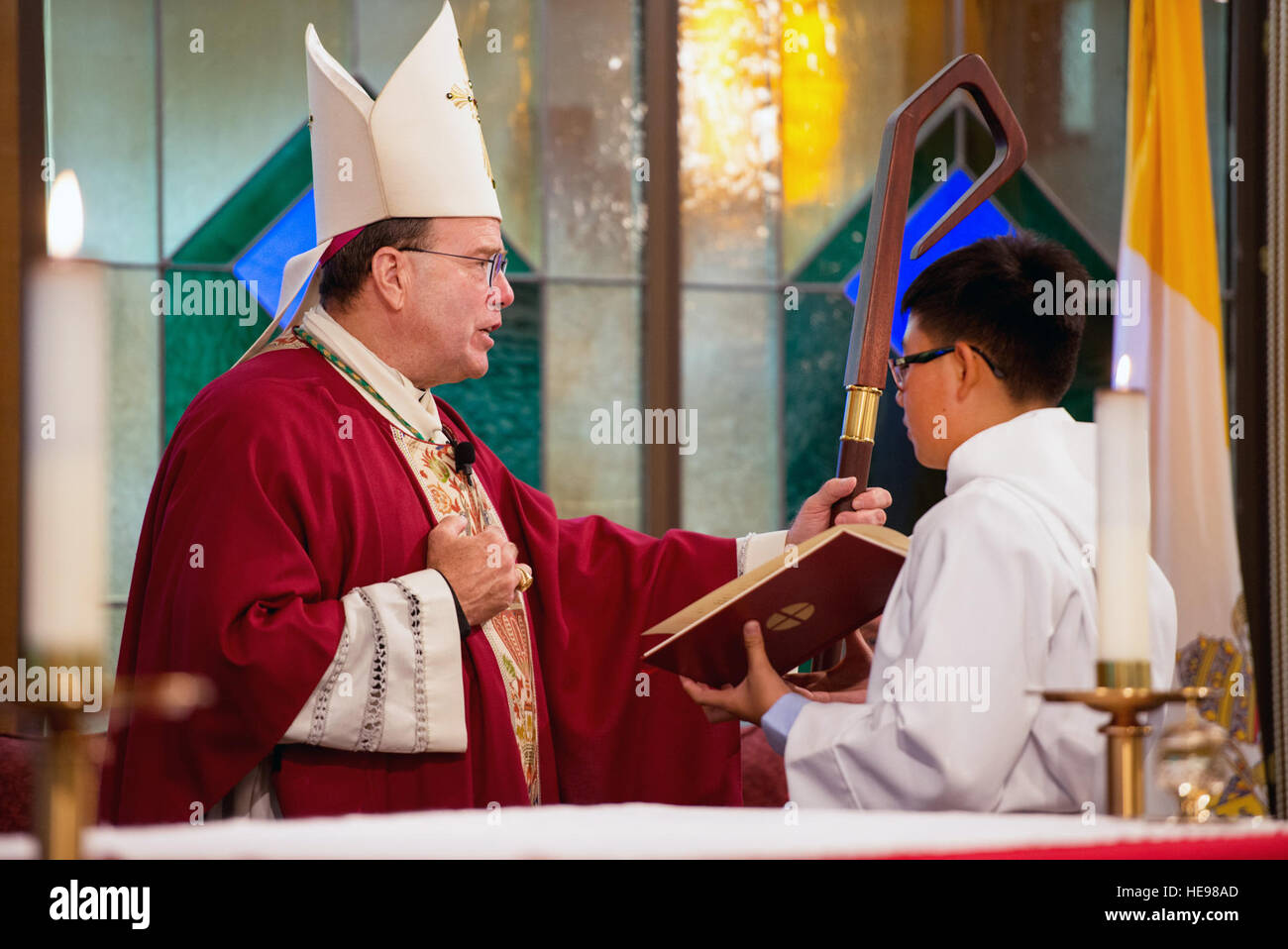Bishop Neal Buckon provides the sermon during the Catholic Confirmation ...