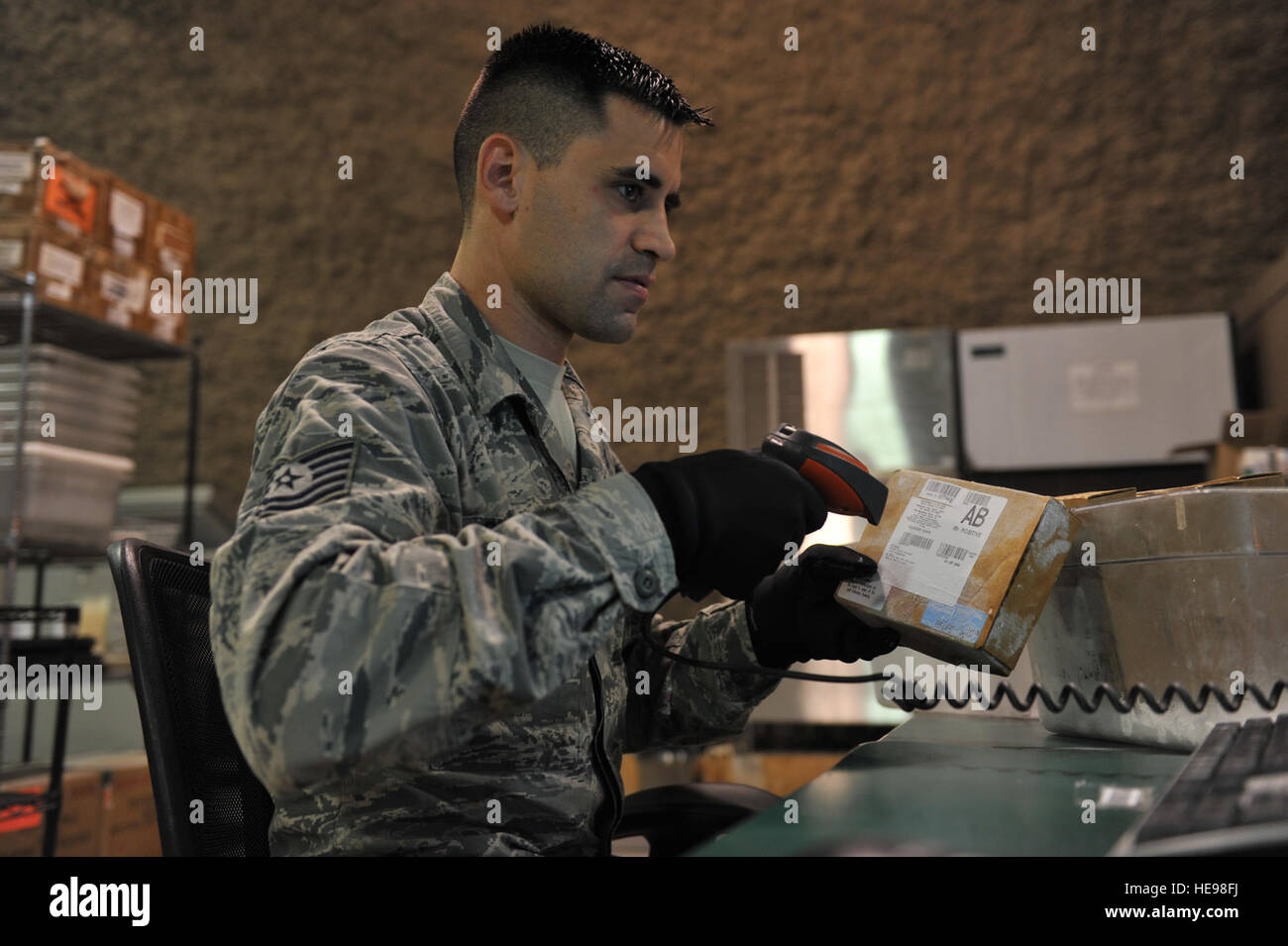 Tech Sgt. Daniel Geinosky scans blood products out of the local ...