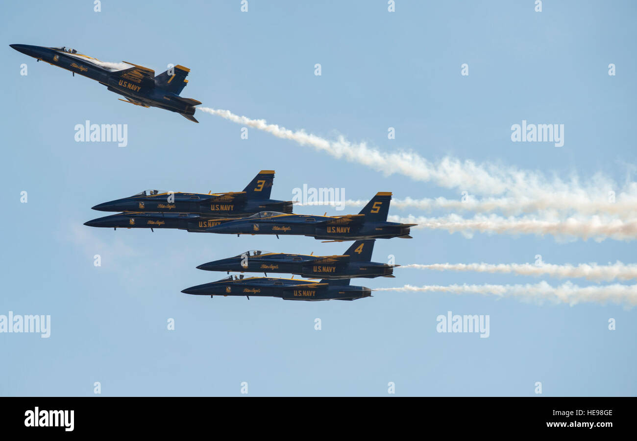 U.S. Navy Flight Demonstration Squadron Blue Angels F/A-18 Hornets ...