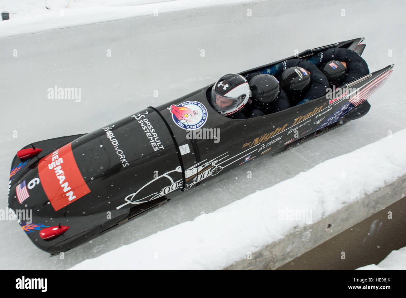 United States bobsled pilot Steven Holcomb guides the "Night Train ...