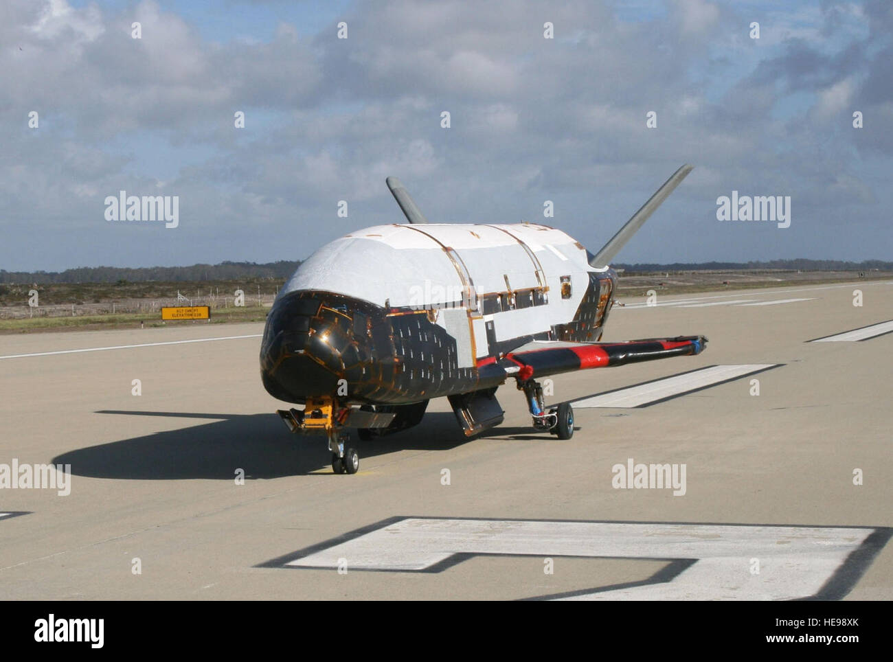 In a testing procedure, the X-37B Orbital Test Vehicle taxis on the ...