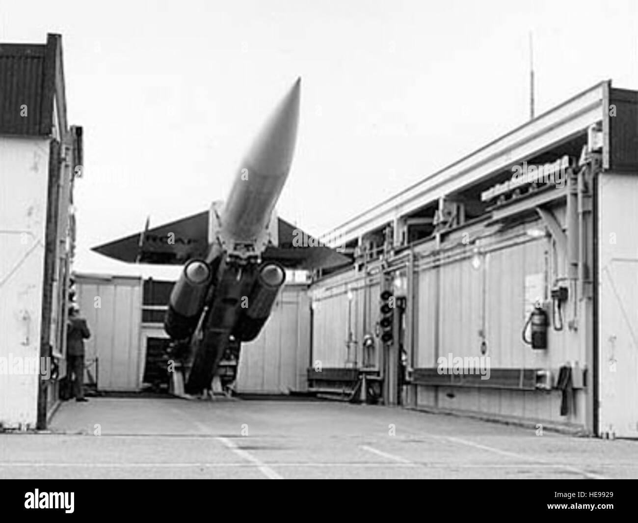 Boeing XF-99 Bomarc RCAF missile on launch erector in North Bay ...