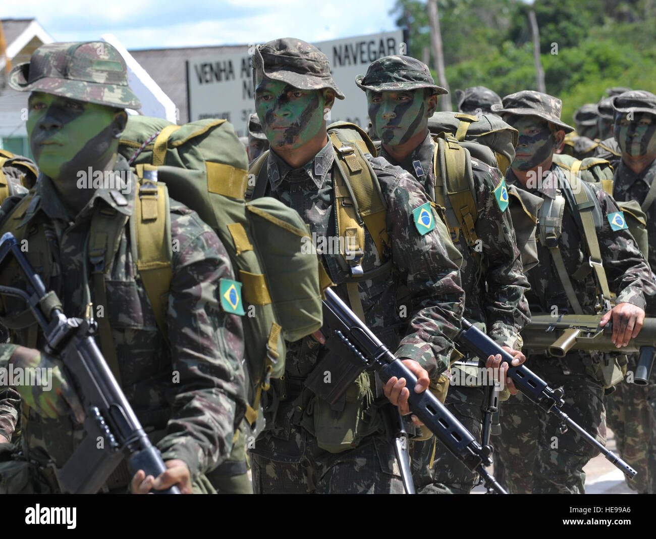 Soldiers from the Ipiranga Special Border Platoon march during a ...