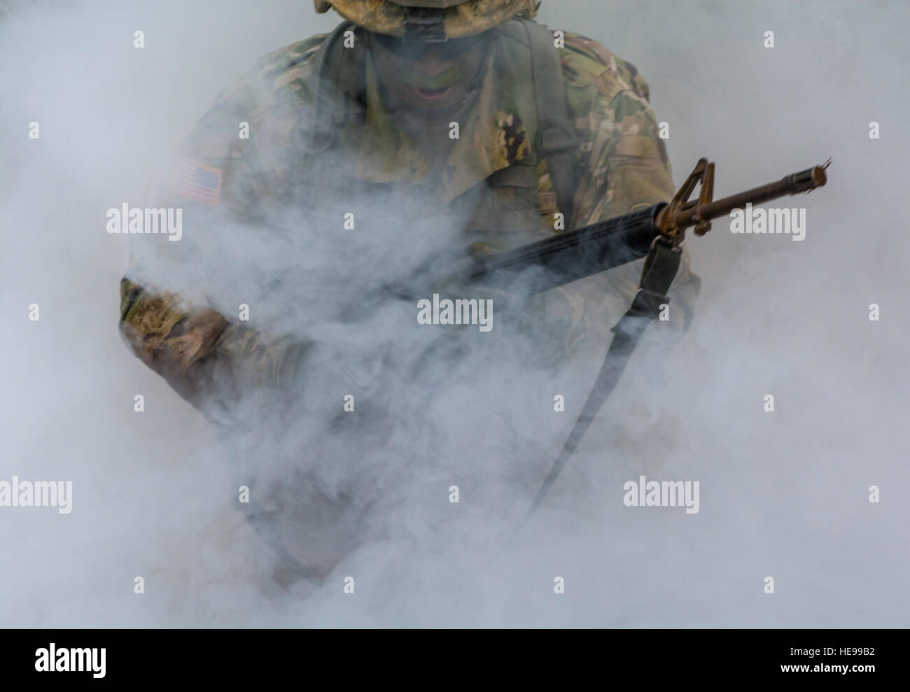 Staff Sgt. Tobias Henry, Special Troops Bn., 171st Inf. Bde., uses a ...