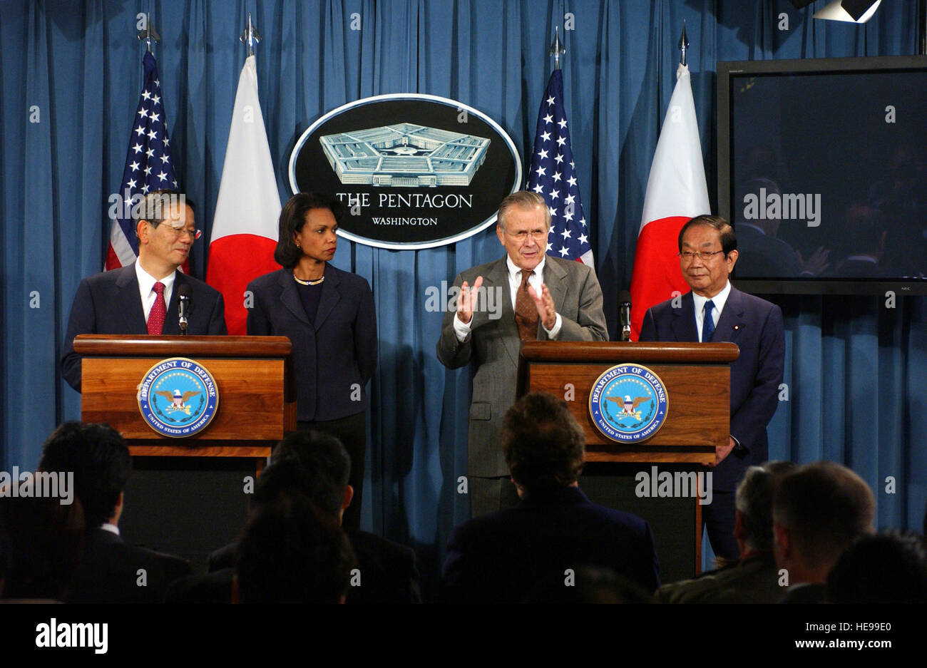 Secretary Defense Donald Rumsfeld Right High Resolution Stock ...