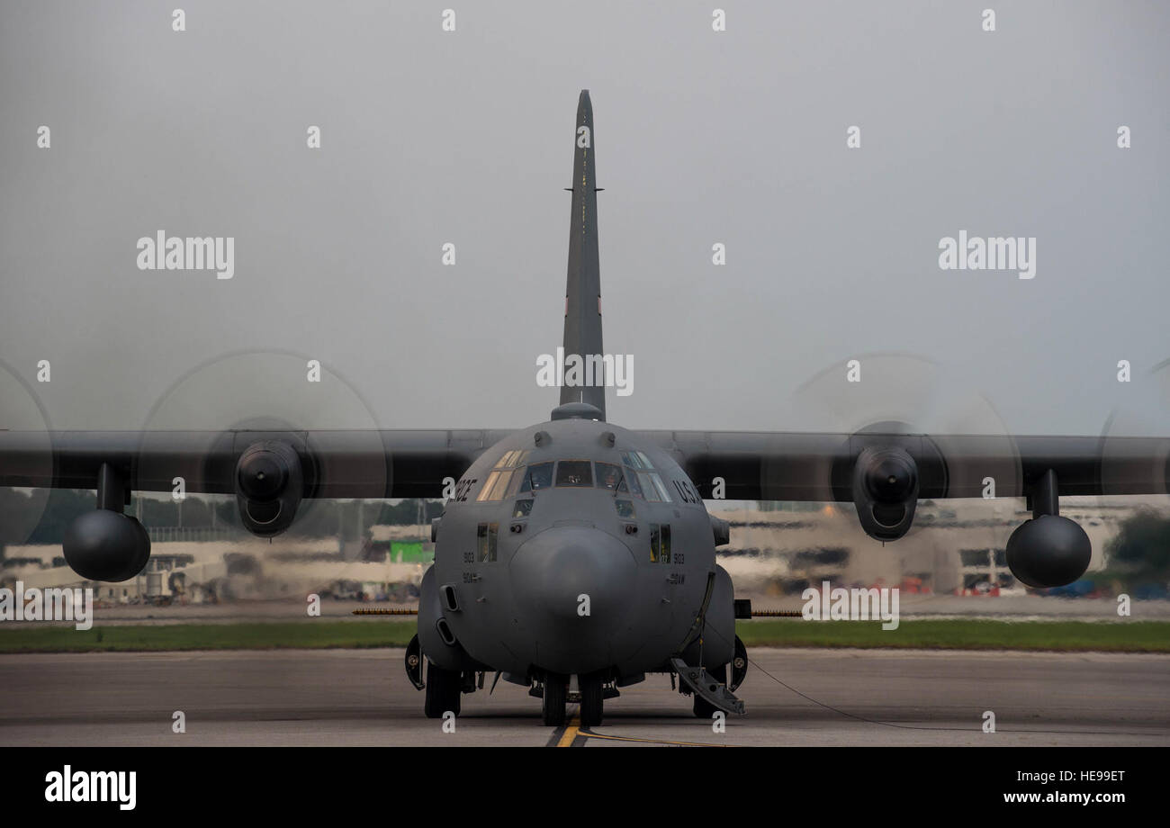 A modified C-130 Hercules assigned to the 910th Airlift Wing at ...