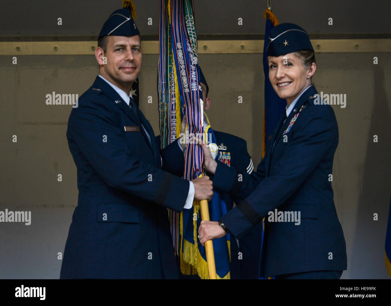 Brig. Gen. Jeannie M. Leavitt (right) assumes command of the 57th Wing ...