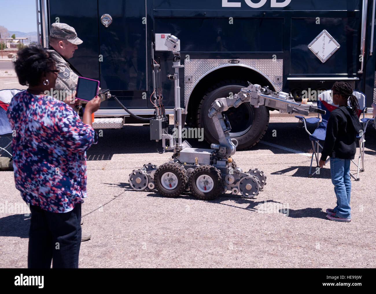 An explosive ordnance disposal robot is shown off for members of Team ...