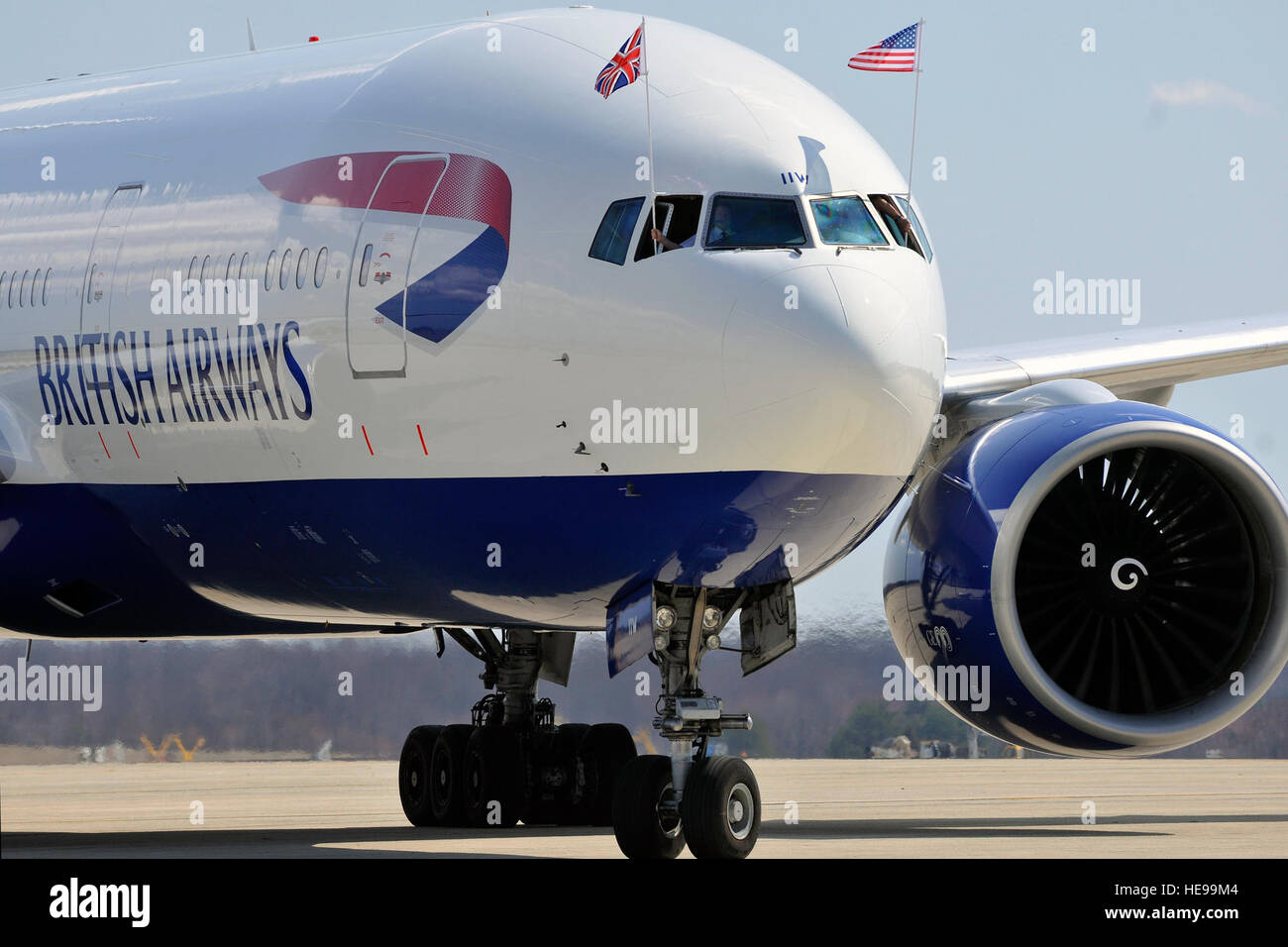 An aircraft carrying British Prime Minister David Cameron taxis down ...