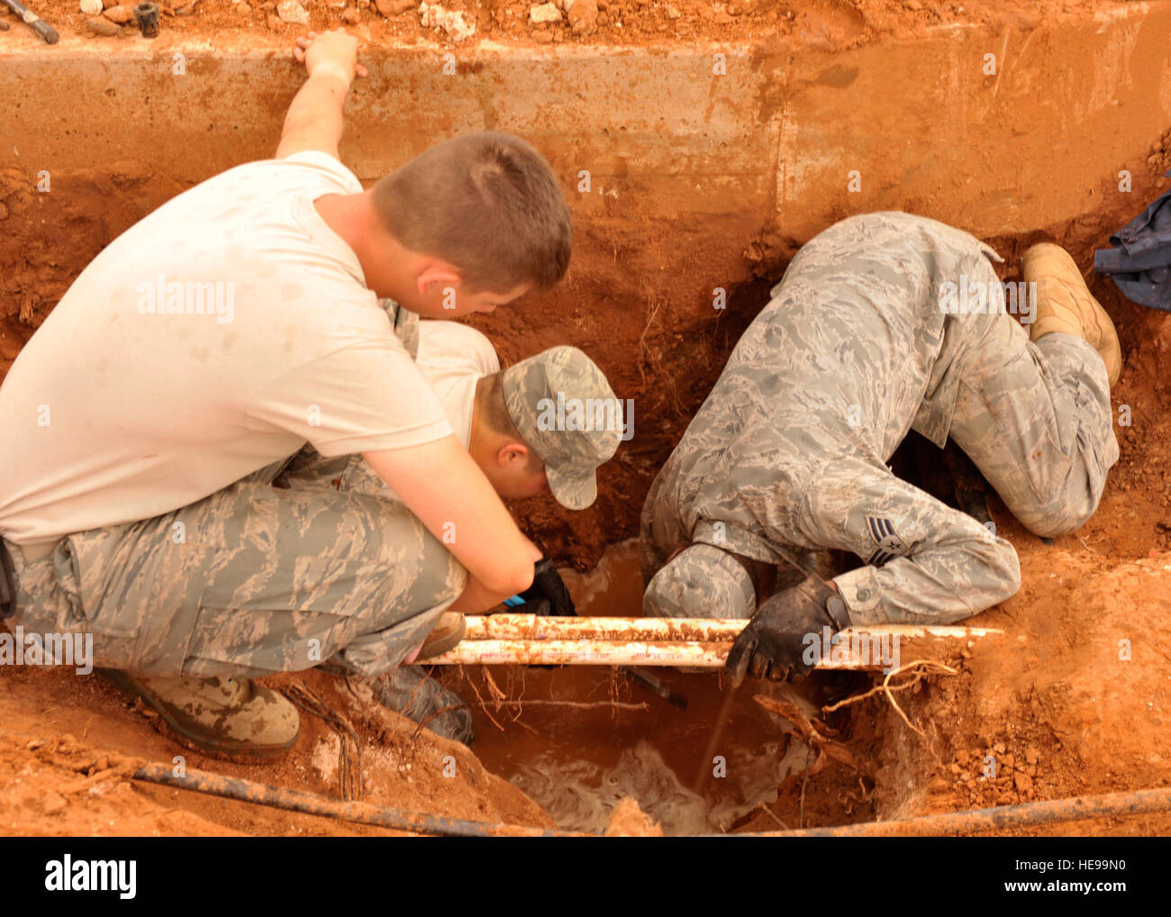 Members of the 27th Special Operations Civil Engineer Squadron fix a ...