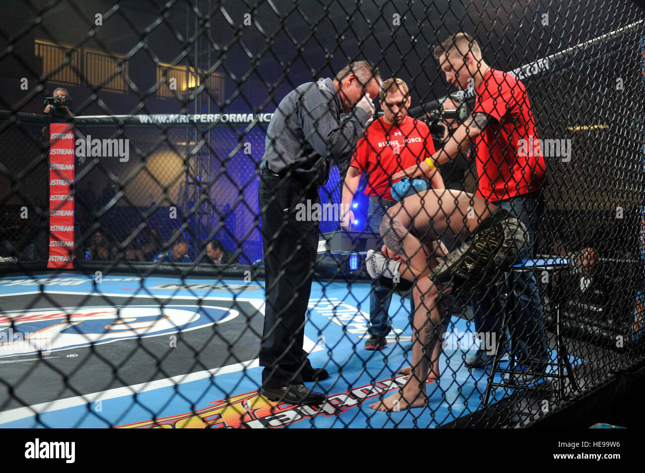 Service members participate in an MMA fight night at Buckley Air Force ...
