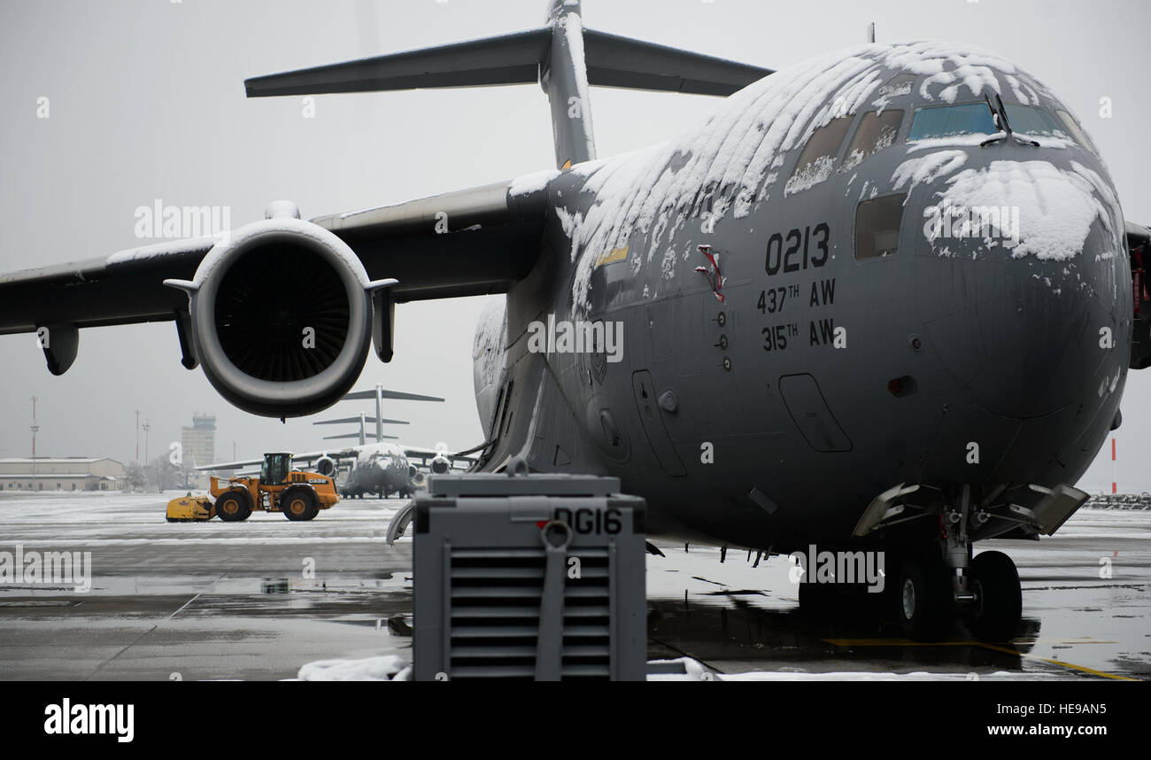 A C-17 Globemaster III sits on the Ramstein flightline after the first ...
