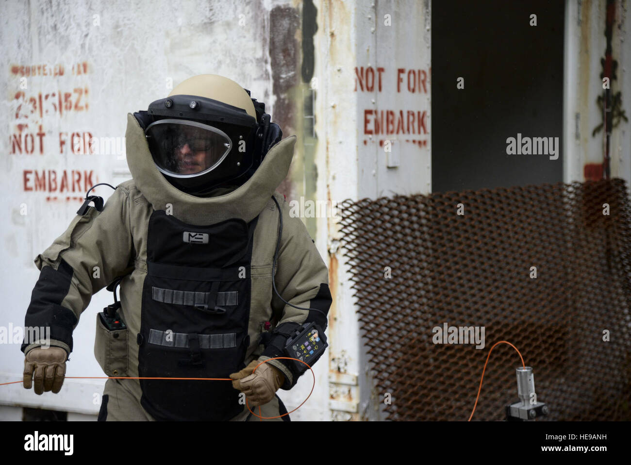 Staff Sgt. Alex Blair, an explosive ordnance disposal technician with ...