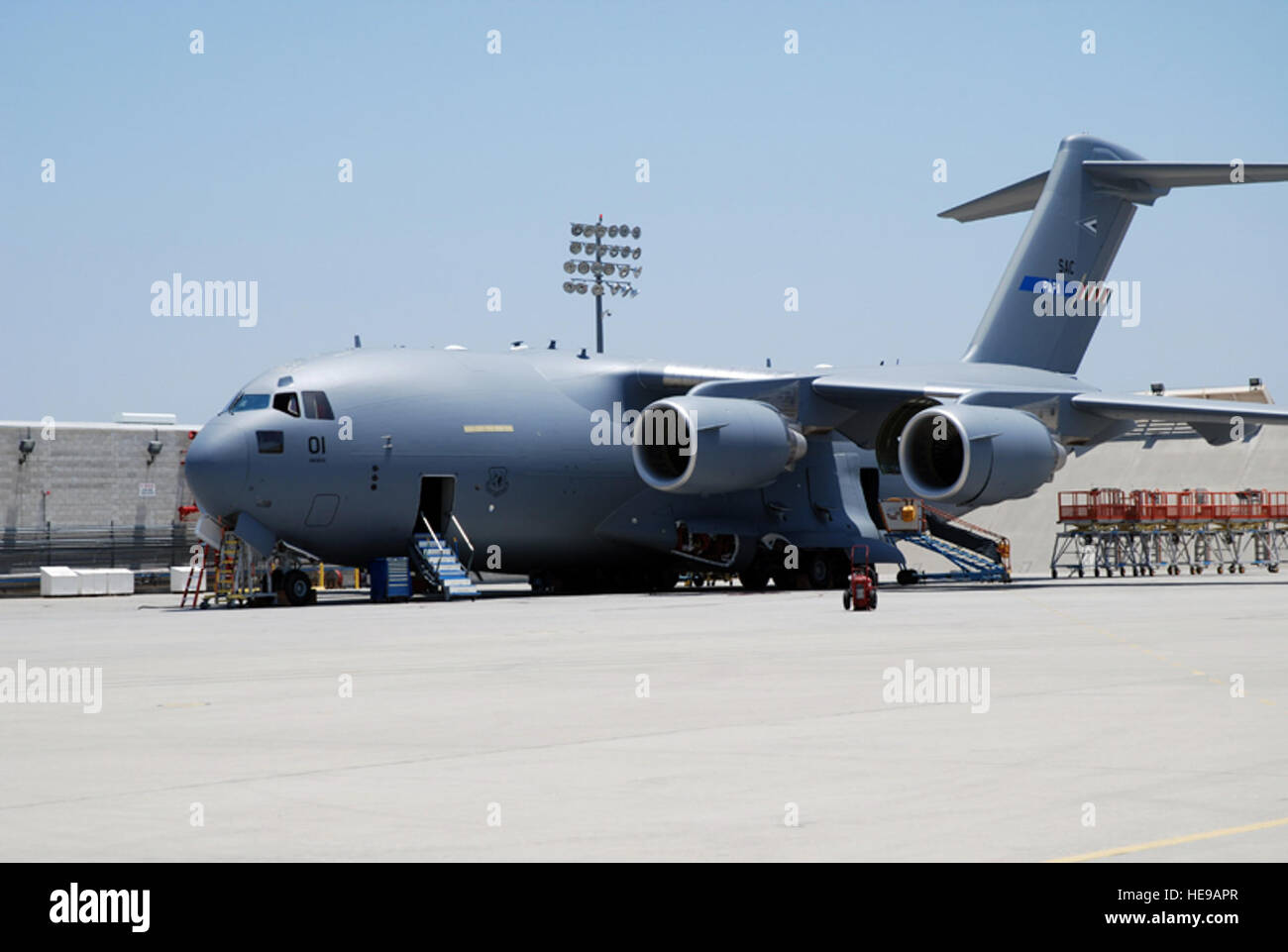 The C-17 photo is of "SAC1," the first C-17 the Heavy Airlift Wing received July 14 from Boeing ...