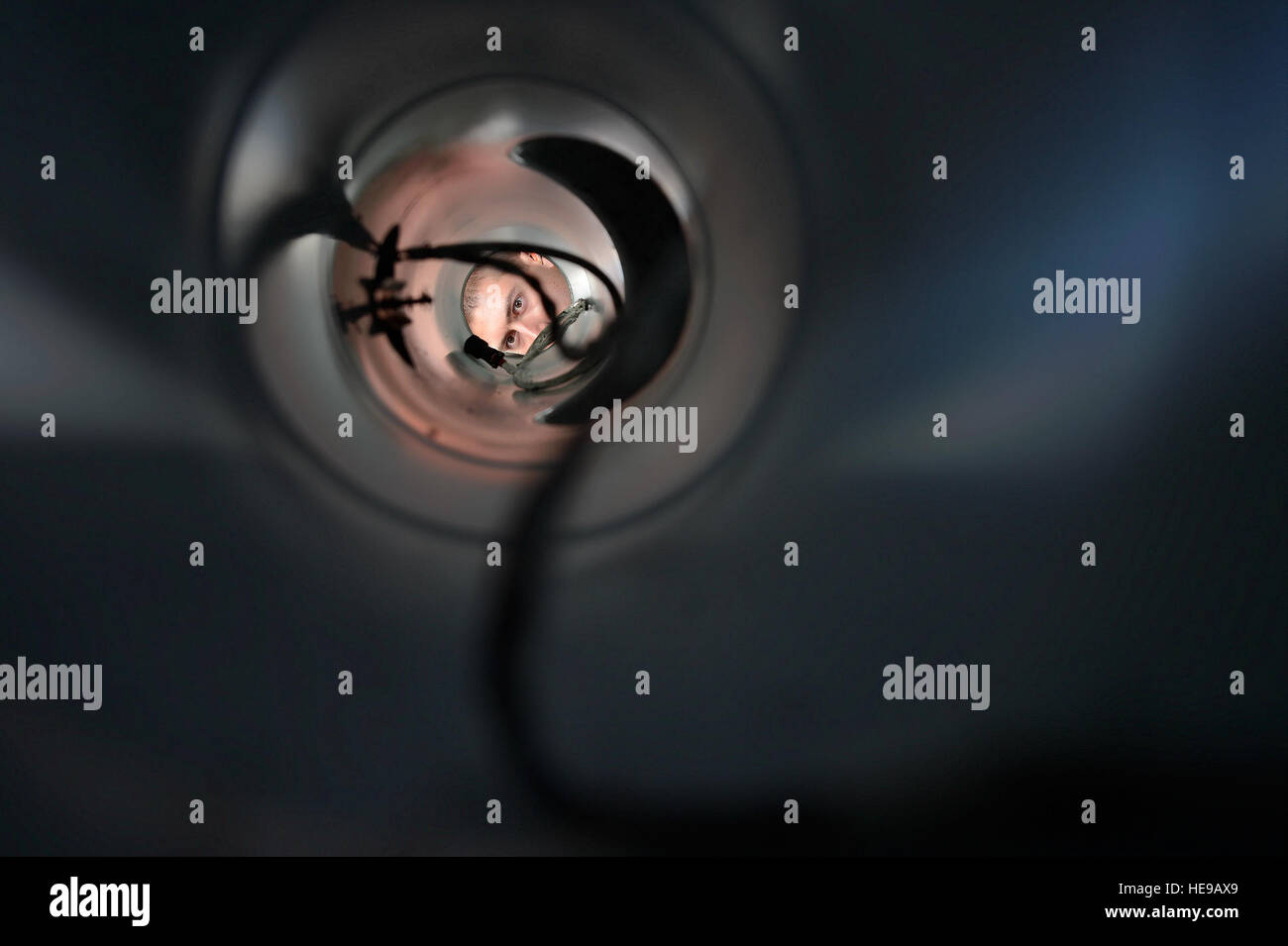 Staff Sgt. Michael Misiewicz, C-5M Super Galaxy crew chief, visually ...