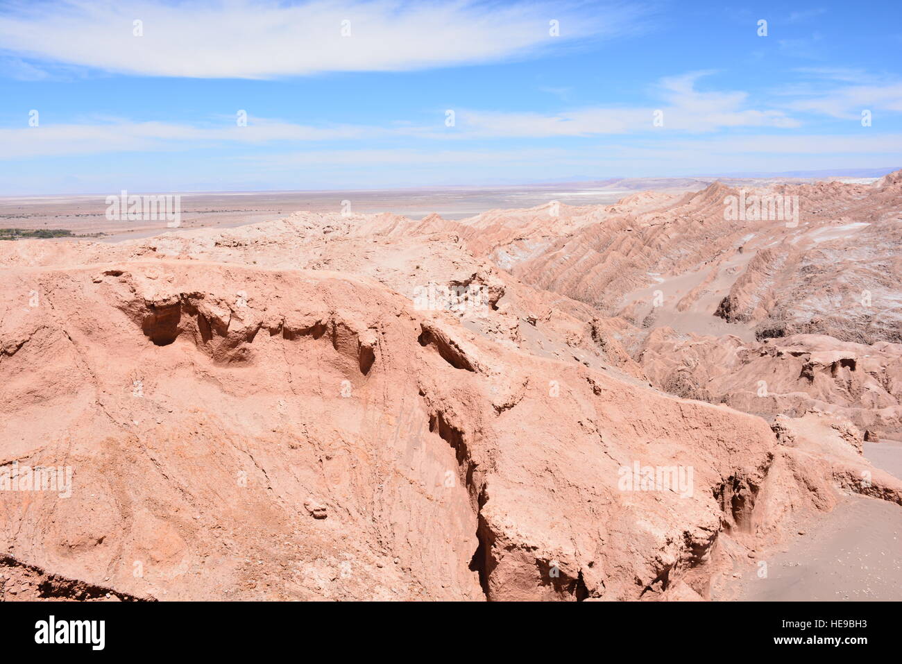 Landscape of Salt flats valley in Atacama desert in Chile Stock Photo ...