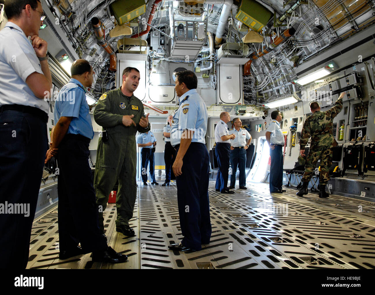 Capt. Jason Ward discusses the C-17 Globemaster III capabilities with ...