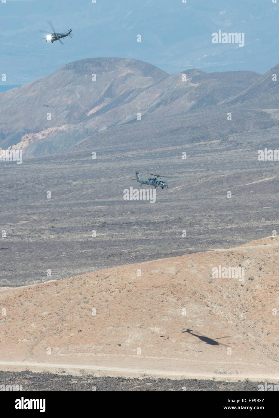 Two U.S. Air Force HH-60 Pave Hawks from the 303rd Expeditionary Rescue ...