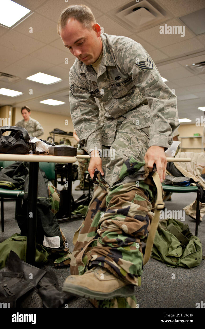 Staff Sgt. Justin Miller, 763rd Maintenance Squadron, pulls up his ...