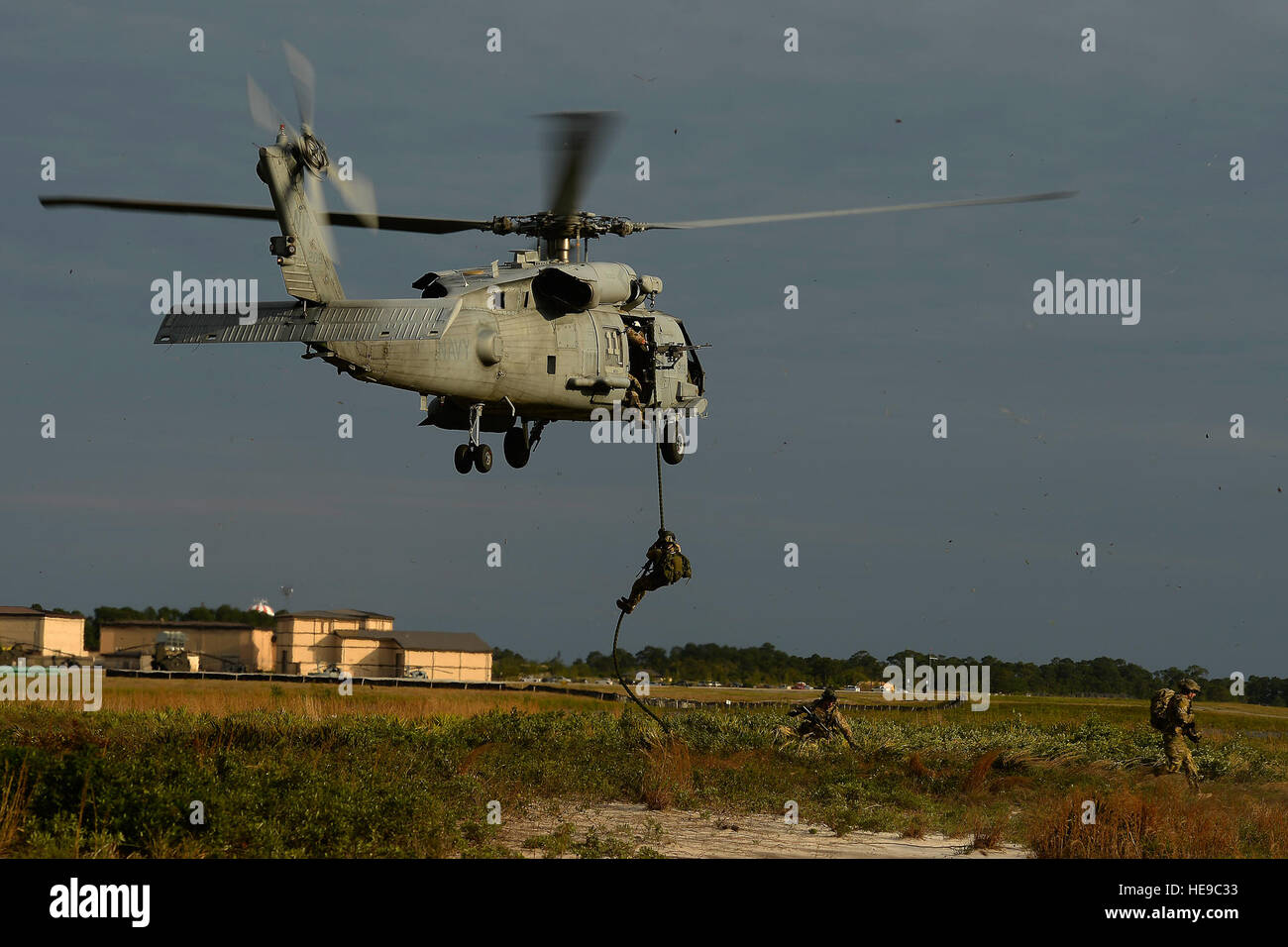 U.S. Air Force combat controllers conduct fast-rope insertion training ...