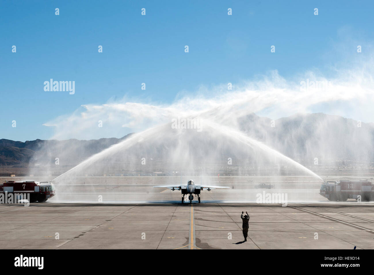 An F-86 commemorative flight is celebrated at Nellis Air Force Base ...