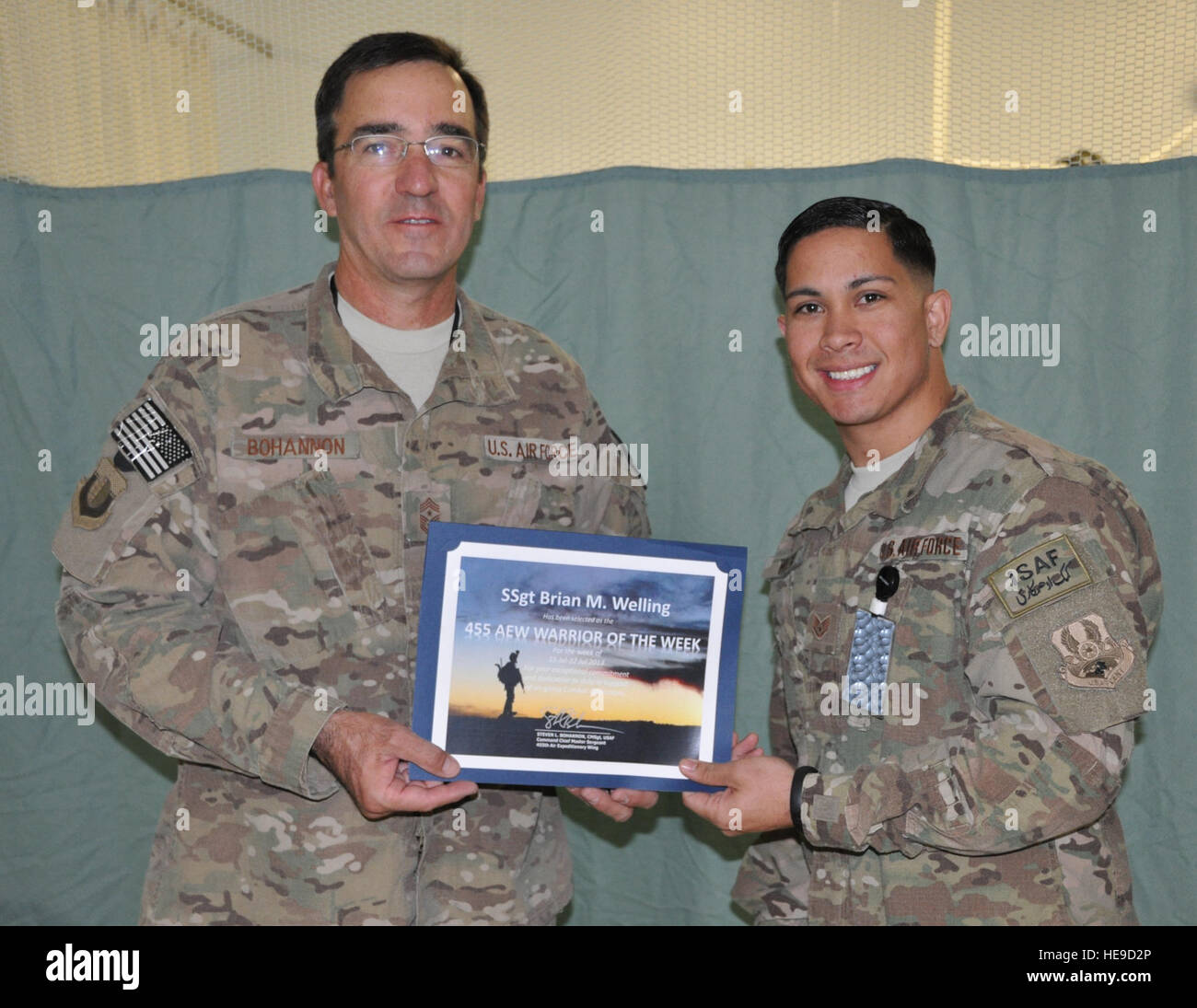 Chief Master Sgt. Steve Bohannon, command chief master sergeant of the 455th Air Expeditionary ...