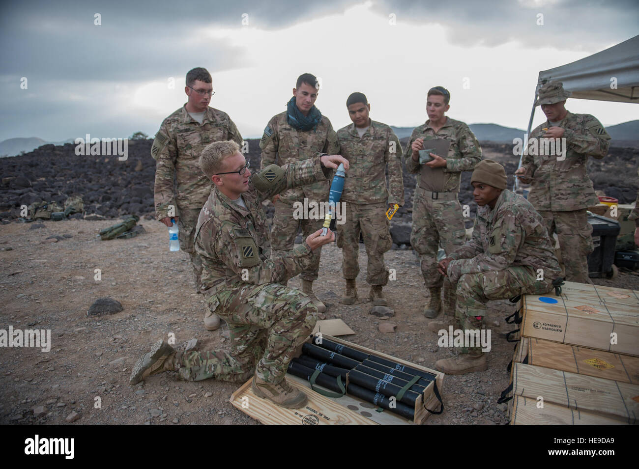 A U.S. Army indirect fire infantryman instructs light infantrymen ...