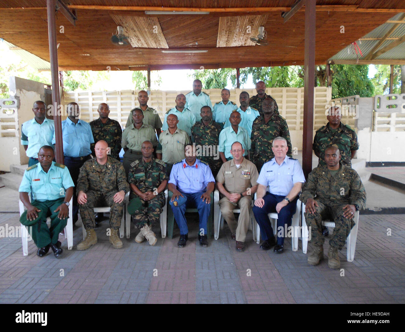U.S. and Tanzanian military personnel pose for a photo during medical ...