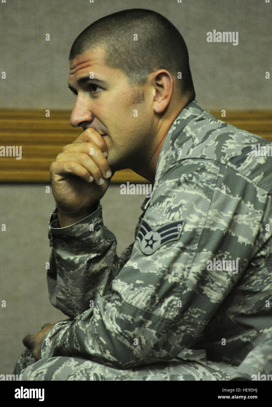 A U.S. airman attending Airman Leadership School at Binnicker ...