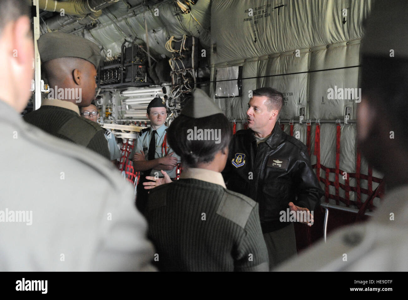 Col. Frank Amodeo, 403rd Wing commander, briefs Junior ROTC cadets on ...