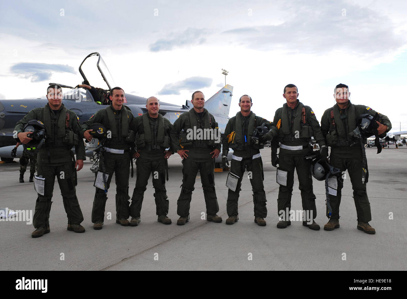 Colombian Air Force pilots participating in Red Flag 12-4 pose for a ...
