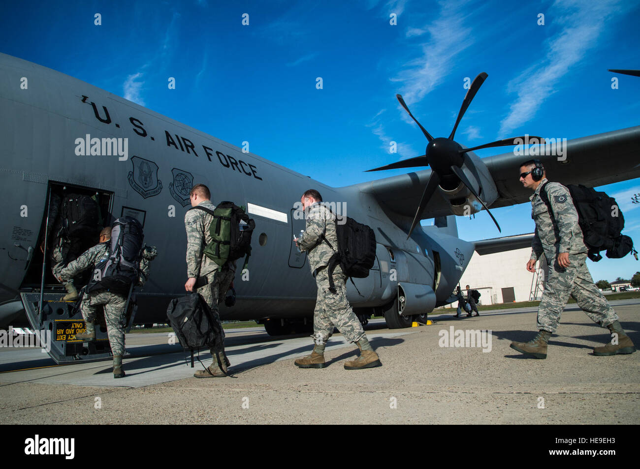 More than 15 members of the 621st Contingency Response Wing board a C ...