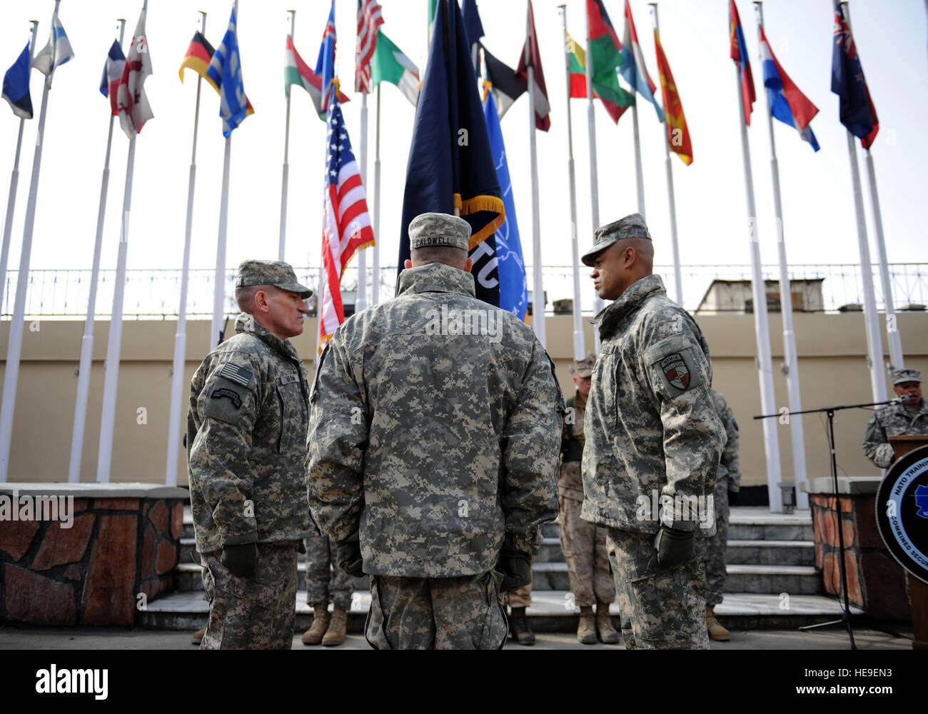 (From right to left) Command Sgt. Maj. Larry Turner, Lt. Gen. William ...