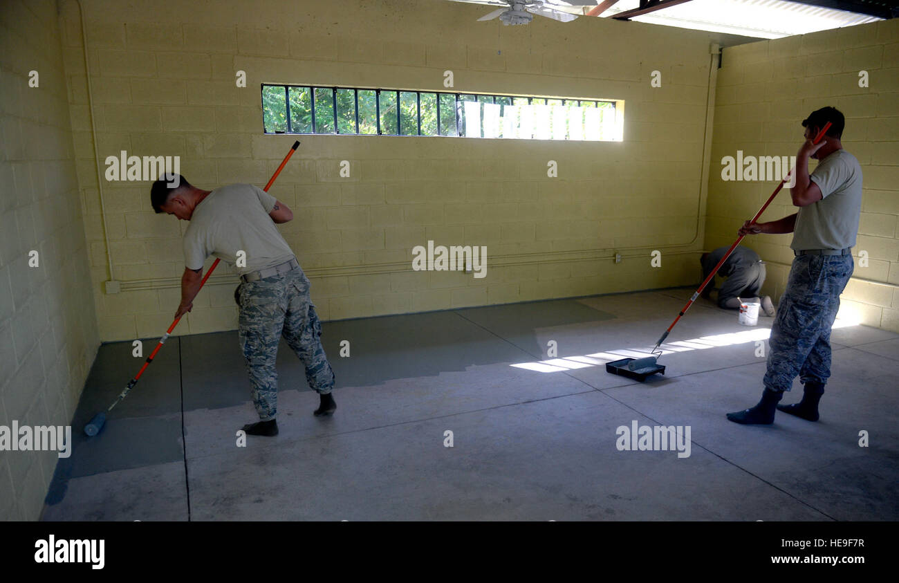 Air Force RED HORSE Squadron personnel painted classroom floors at ...