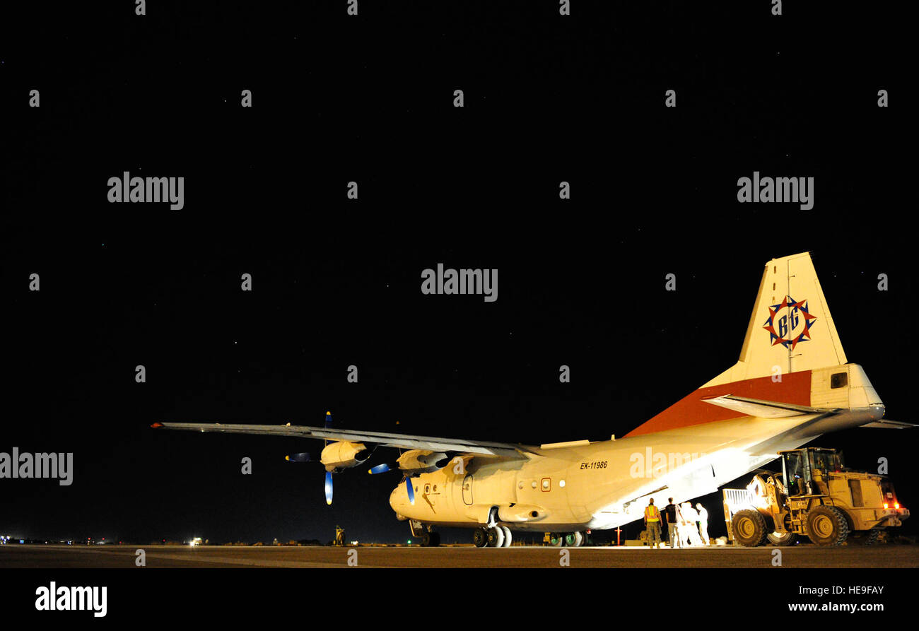 An Antonov AN-21 is unloaded by members of the 621st Contingency ...