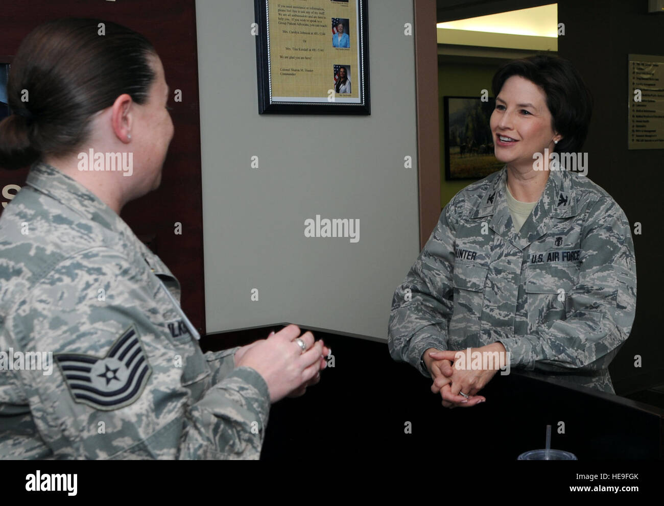 Col. Sharon Hunter, 97th Medical Group commander, speaks with Tech. Sgt ...