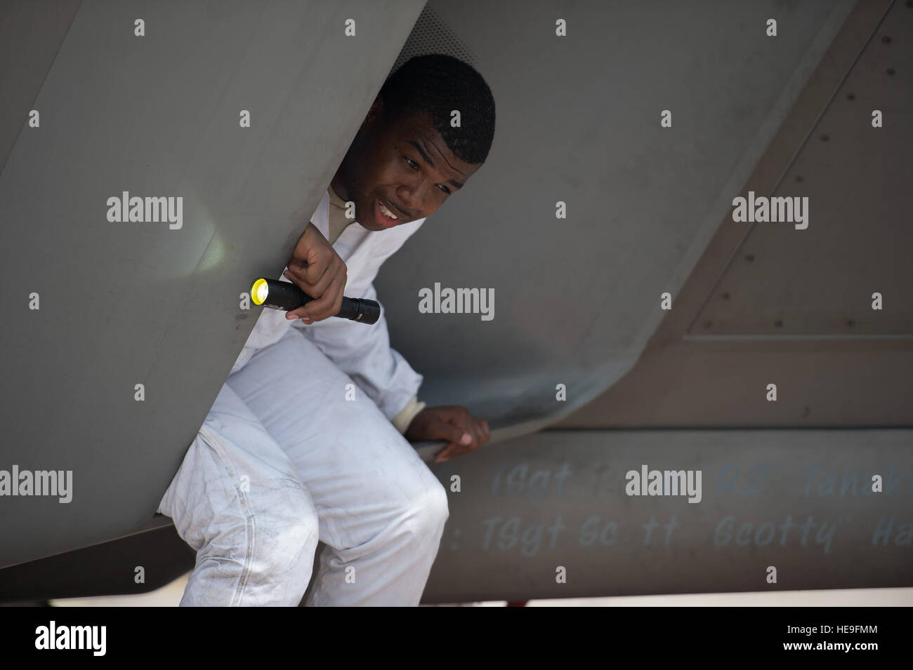 U.S. Air Force Senior Airman Demarcus Douglas, an F-22 Raptor crew ...
