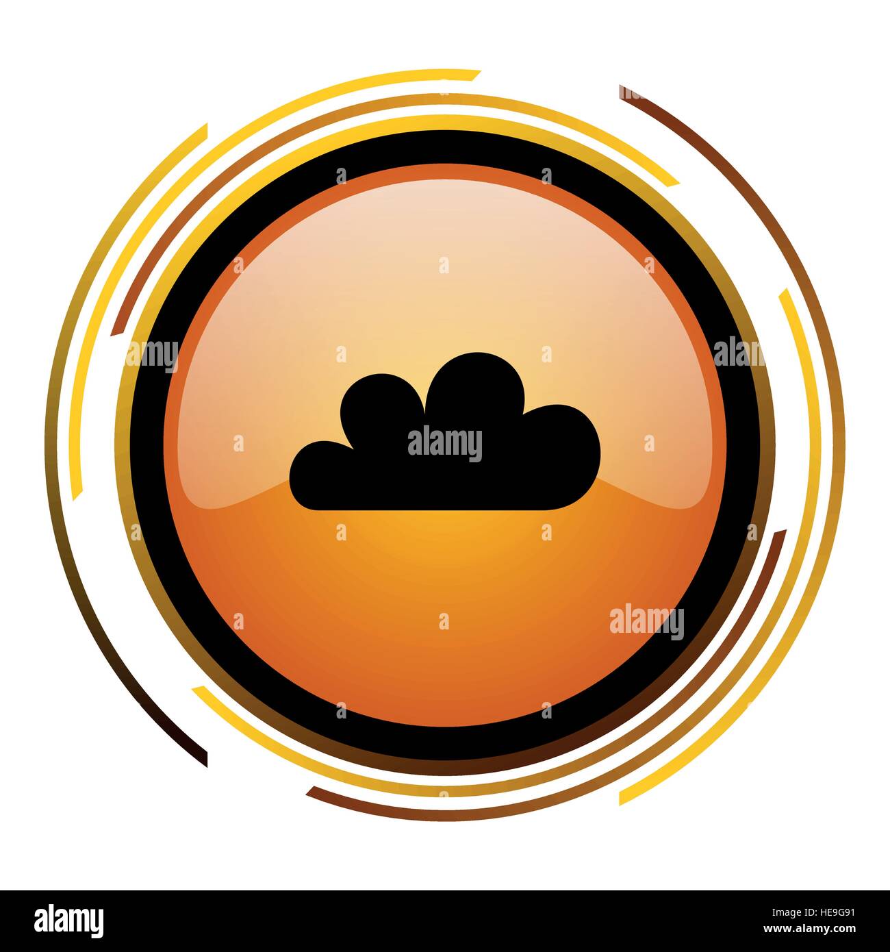 Weather forecast vector icon. Modern design round orange button ...